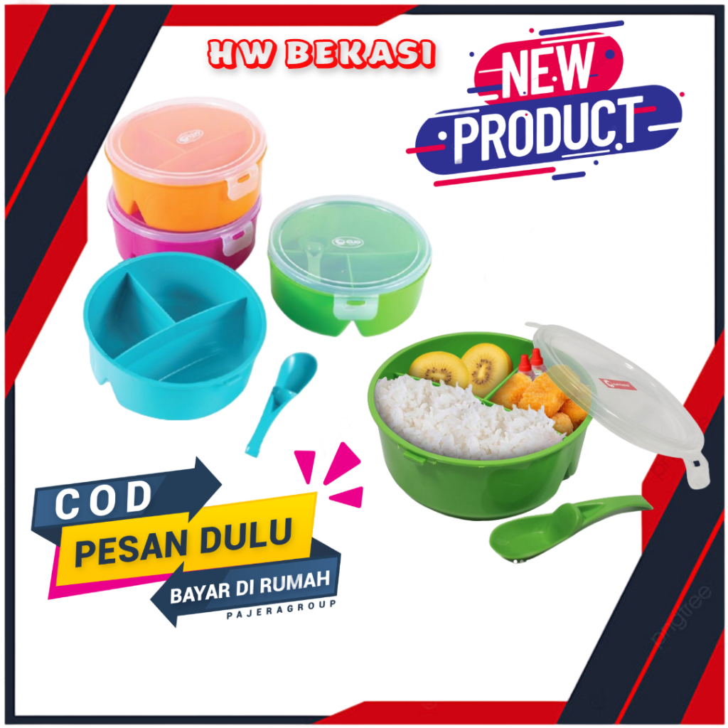 Jual Lunch Box Clio Shiomi Model Bulat Tutup Klik Tempat Makan Sekat ...