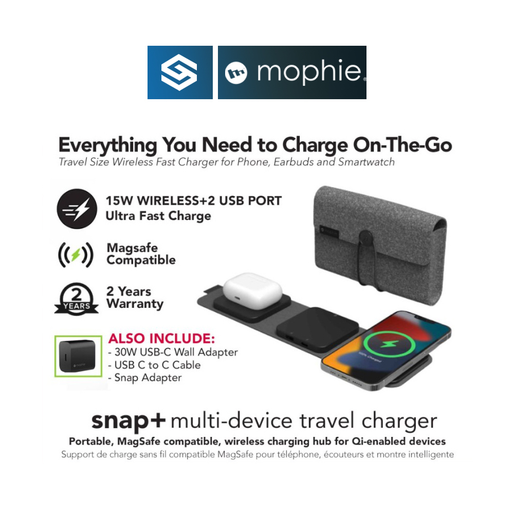Jual Mophie Snap+ Travel Magsafe Charger Multi Device Charging Station ...