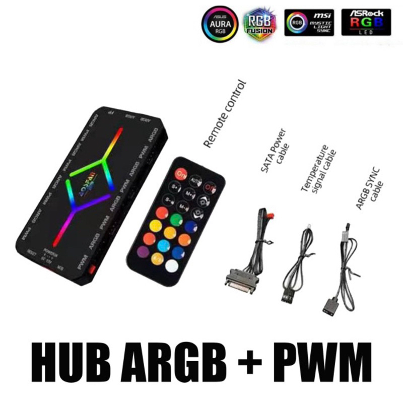 Jual HUB PWN 4PIN + 3PIN 5V ARGB REMOTE CONTROLLER COOLER FAN | Shopee ...