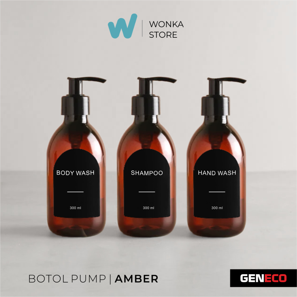 Jual BOTOL PUMP AMBER Aesthetic Refil Pompa Anti Air Displace Bottle ...