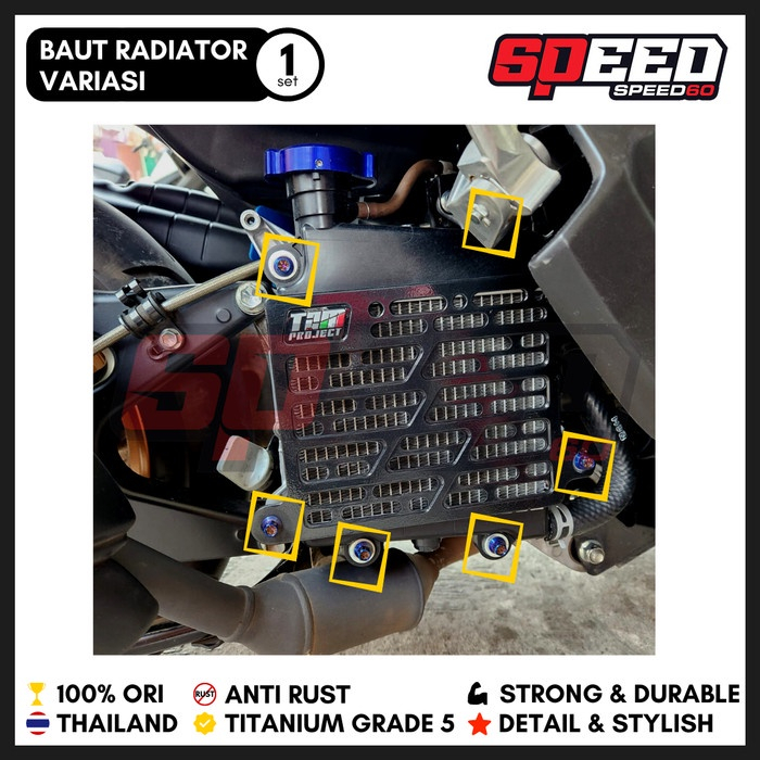 Jual Baut Cover Radiator Variasi TZM Nmax Aerox Baut Titanium Grade 5 ...