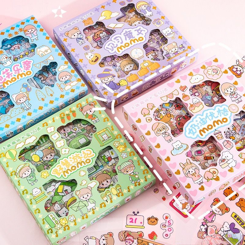 Jual STICKER MOMO KOREA ISI 100 PCS MOTIF KARTUN / STIKER MOMO ...