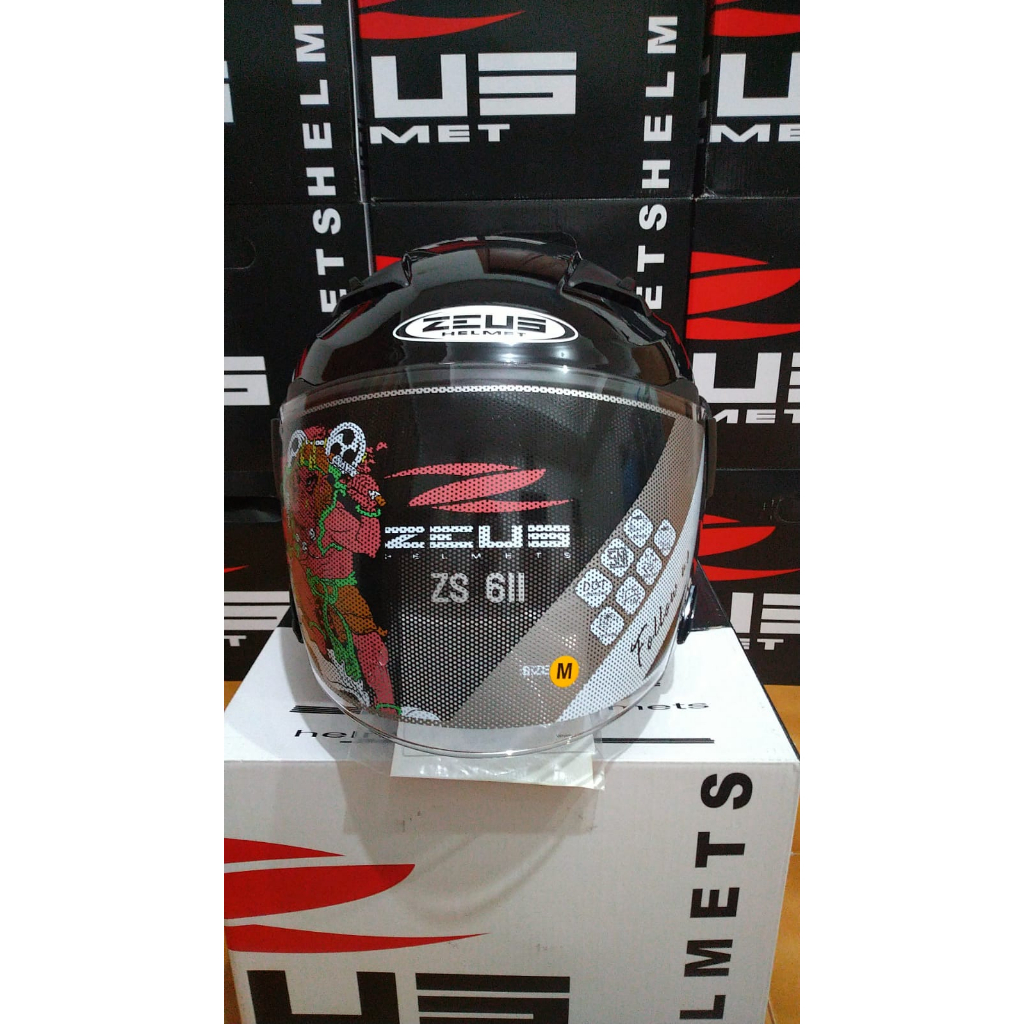 Jual HELM ZEUS ZS 611 - BLACK GLOSSY (DOUBLE VISOR) | Shopee Indonesia