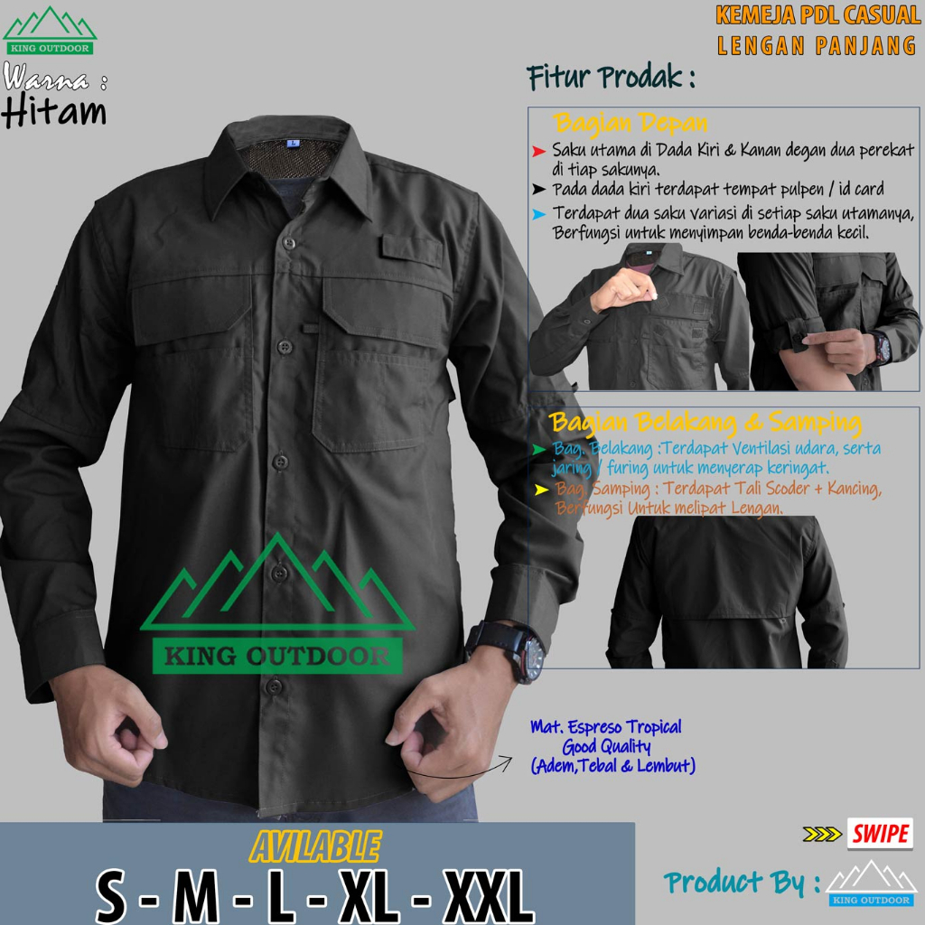 Jual KEMEJA PDL SEMI FORMAL LENGAN PANJANG WARNA HITAM | SERAGAM PDH ...