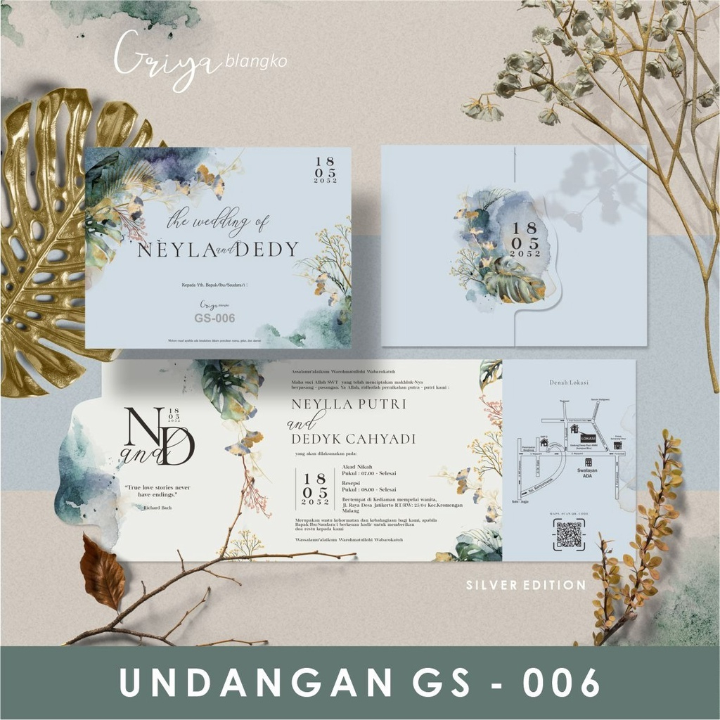 Jual Undangan pernikahan blangko griya gs 006 nikah wedding simple ...