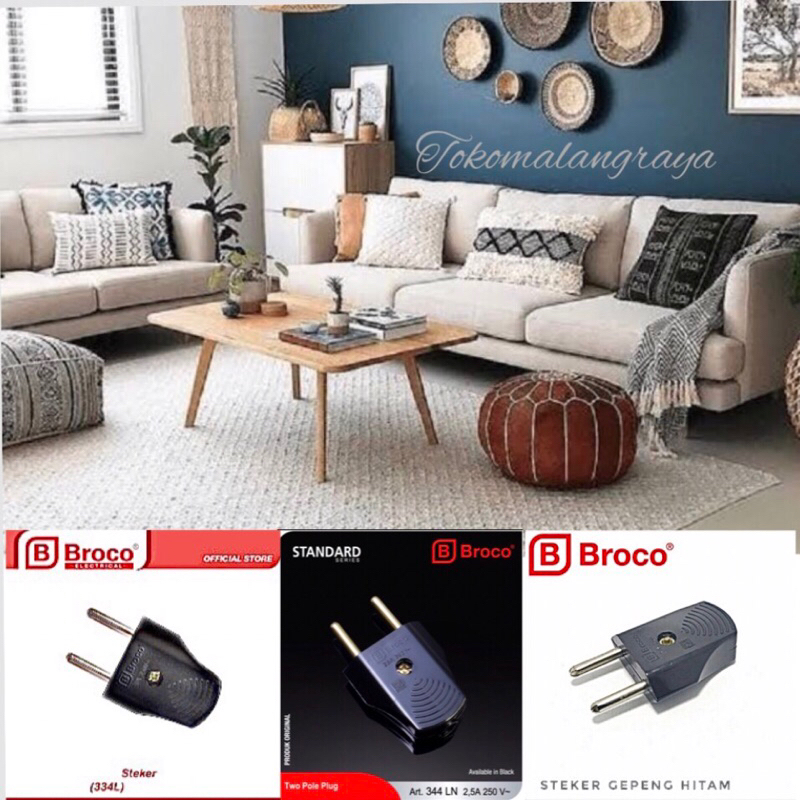 Jual steker gepeng hitam broco/colokan listrik broco | Shopee Indonesia