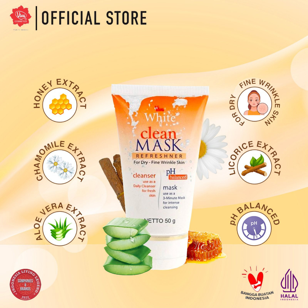 Jual Viva White Clean & Mask Refreshner For Dry with Honey & Extract ...
