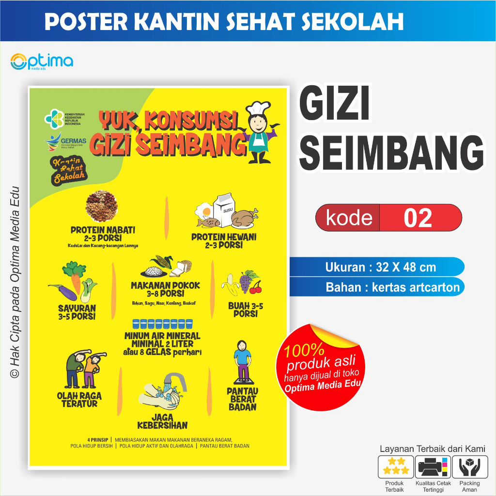 Jual Poster Kantin Sehat Sekolah untuk SD, SMP, SMA, SMK, MI, MTs, MA ...