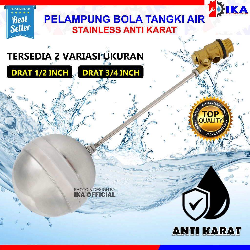 Jual Pelampung Stainless steel Kuningan 1/2" 3/4" Inchi Bola Pelampung ...