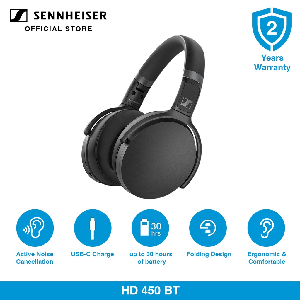 Jual Sennheiser HD450BT / HD 450BT / HD 450 BT Bluetooth Headphone with ...