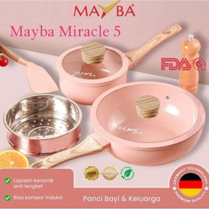 Jual MAYBA MIRACLE 5 PCS Panci set Pearl Ceramic Germany Anti Lengket ...