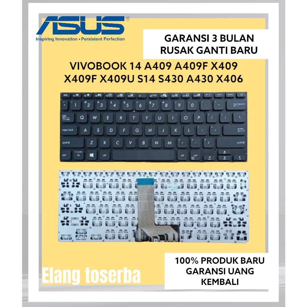 Jual Keyboard Asus Vivobook 14 X409 X409FA S14 S430 A430 X406 HITAM ...