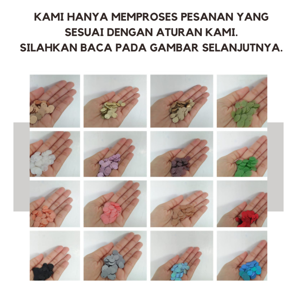 Jual Payet Dollar Piring / Matte Colour Sequin Round Side Hole 10mm ...