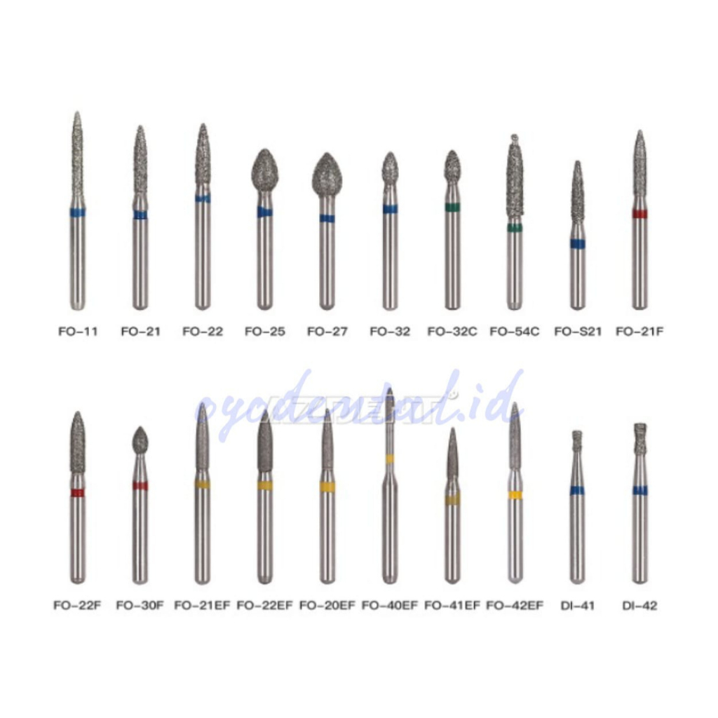 Jual Dental Diamond Bur High Speed Pita Biru Hijau Merah Kuning FO / Mata Bur High Speed ...