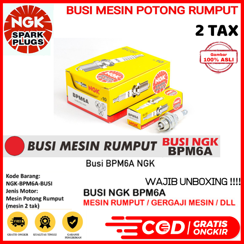 Jual BUSI NGK BPM6A MESIN POTONG RUMPUT 2T 2 TAK ALAT PENYIANG GULMA ...
