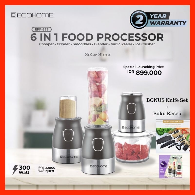 Jual ECOHOME Food Processor 6 in 1 GARANSI 2Tahun Chopper Blender ...