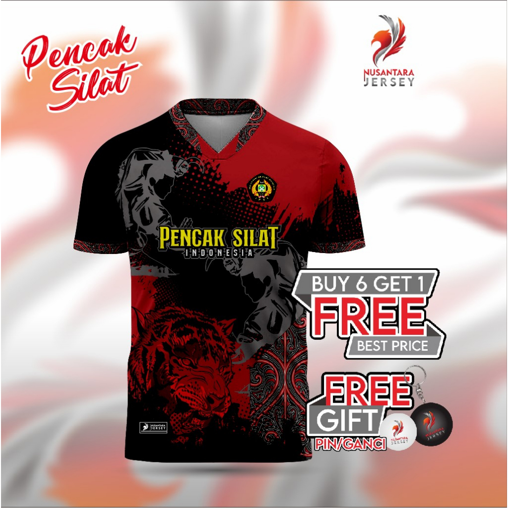 Jual jersey custom full printing Pencak Silat 3 motif harimau merah ...