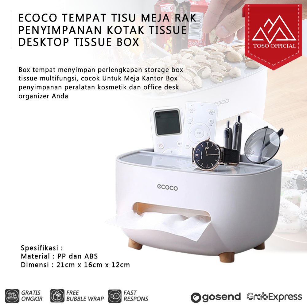 Jual ECOCO TEMPAT TISU MEJA RAK PENYIMPANAN KOTAK TISSUE DESKTOP TISSUE ...