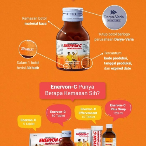 Jual Enervon-C botol 30 tablet | Enervon-C Effervescent 10 tablet ...