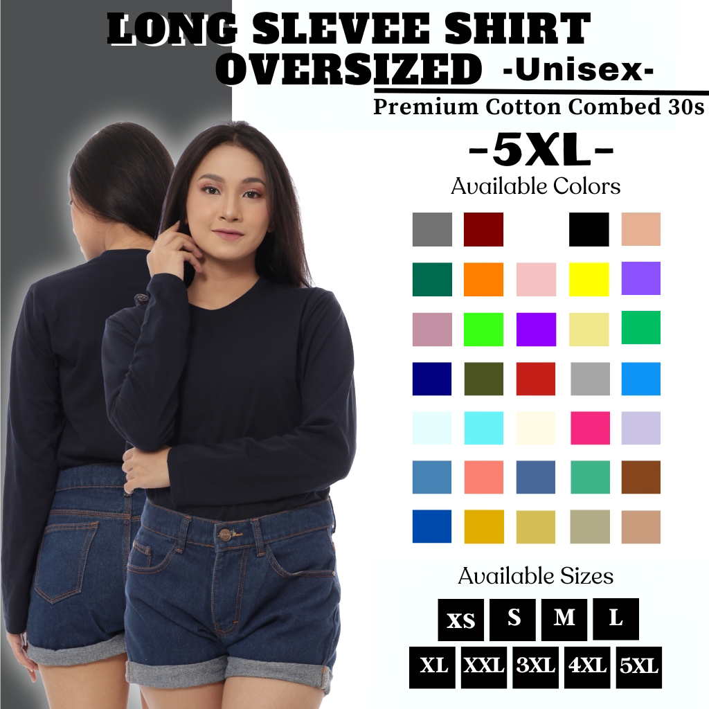 Jual BAJU KAOS WANITA POLOS COTTON COMBED 30S LENGAN PANJANG OVERSIZE ...