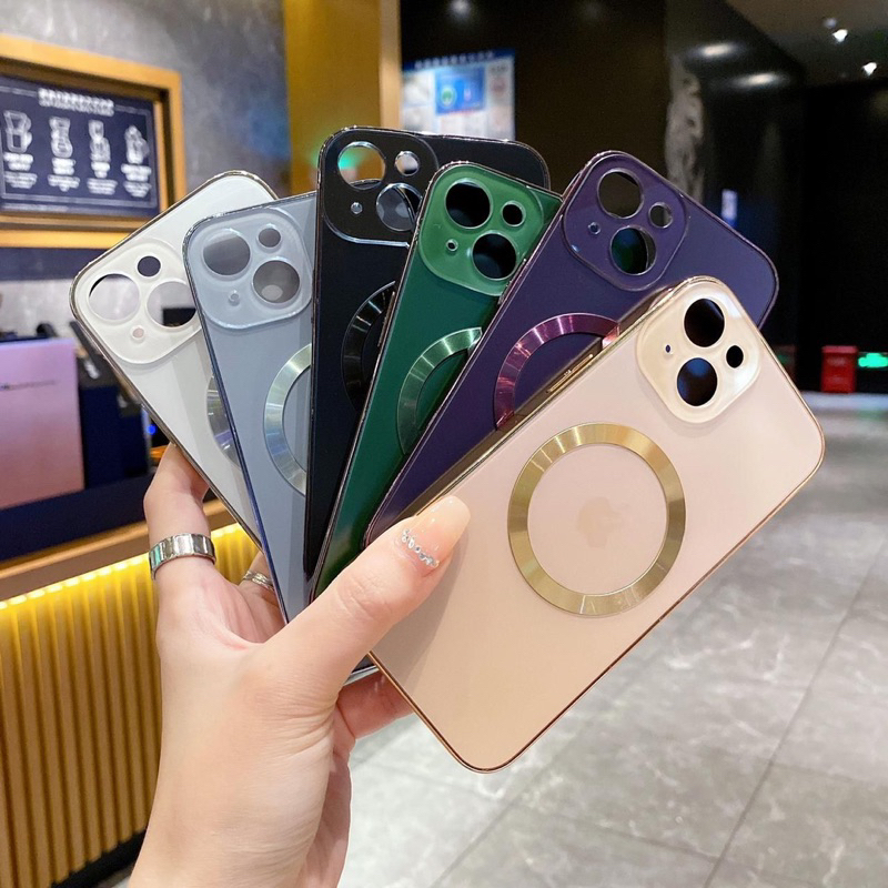 Jual CASE GLASS MAGSAFE STELL PLATED IPHONE 11/11 PRO MAX/12/12 PRO/12 ...