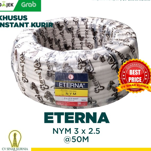 Jual Kabel Listrik ETERNA NYM 3x2.5 3x2,5 3 x 2.5 3 x 2,5 roll @50m SNI | Shopee Indonesia