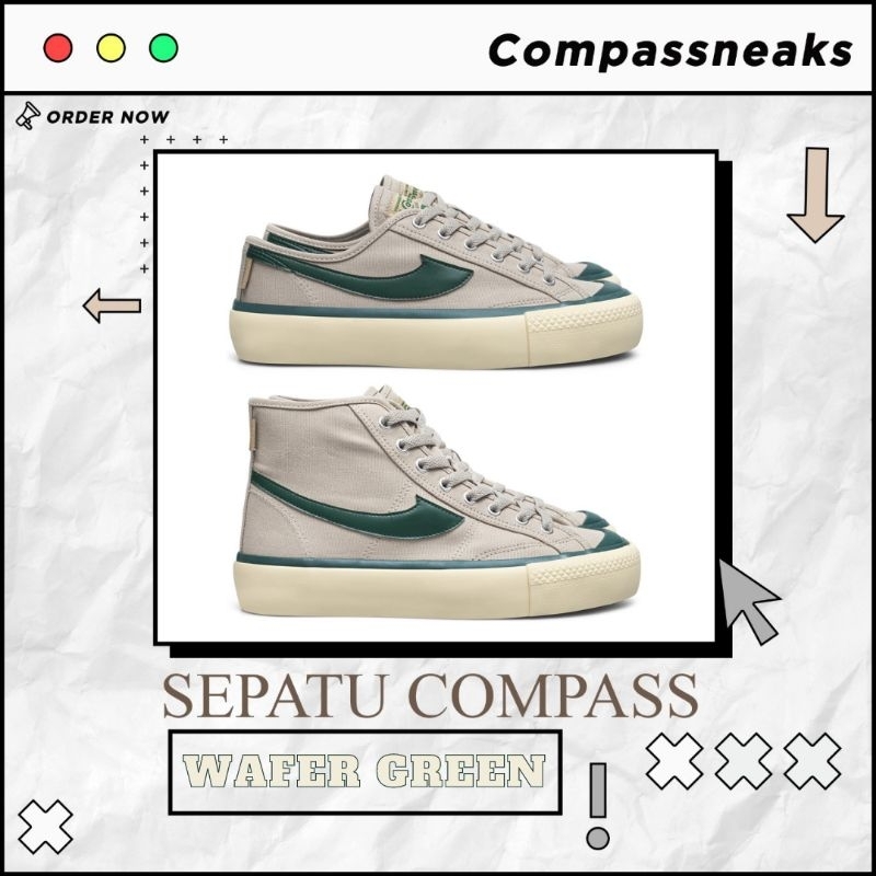Jual Sepatu Compass Gazelle Low/High Wafer Green | Shopee Indonesia