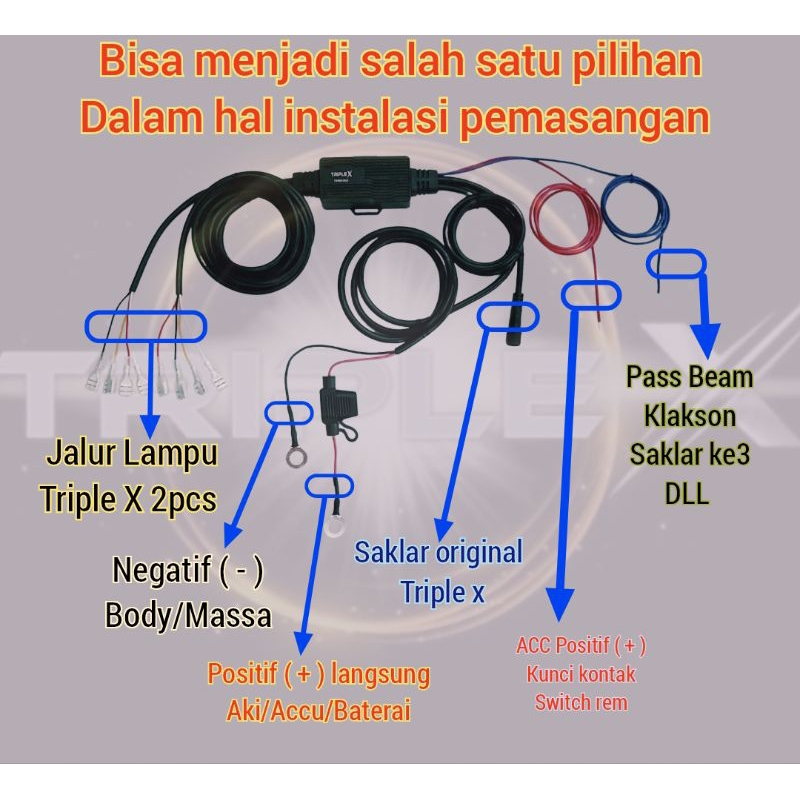 Jual relay set lampu tembak triple x rellay set relai led tambahan mini ...