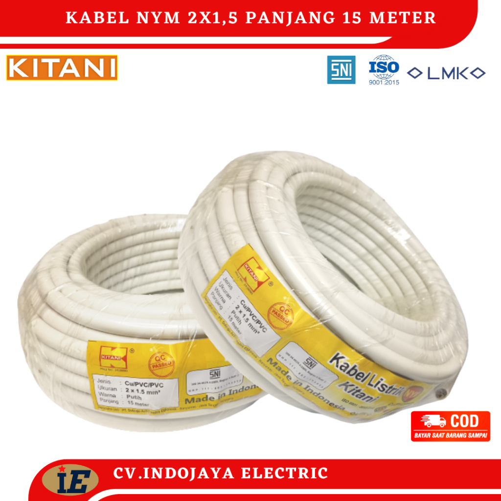 Jual Kabel listrik Kitani NYM 2X1,5 panjang 15 meter Kabel listrik ...