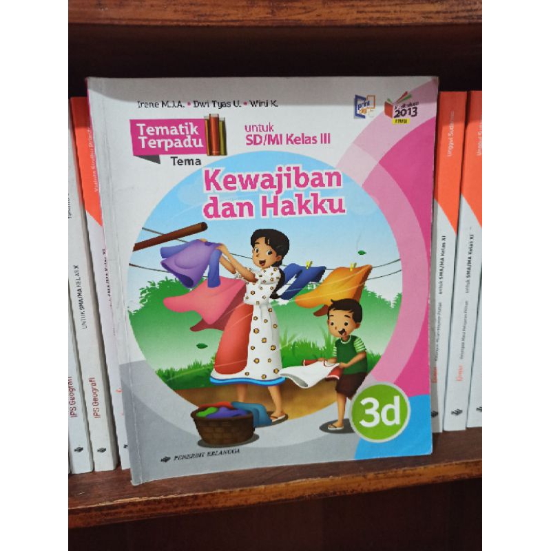 Jual Buku Bekas Tematik Terpadu Kelas 3 Sd Jilid 3d Erlangga Kurikulum