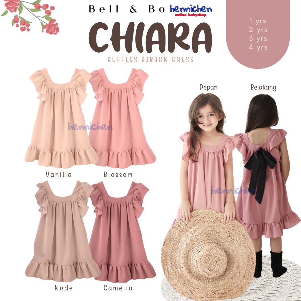 Jual BELL AND BO CHIARA RUFFLES RIBBON DRESS DRESS ANAK PEREMPUAN 1-4 ...
