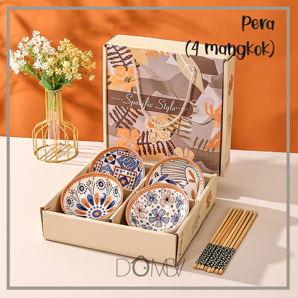 Jual DOMOV Gift Set Mangkok Souvenir Keramik ISI 4 mangkuk ala Jepang ...
