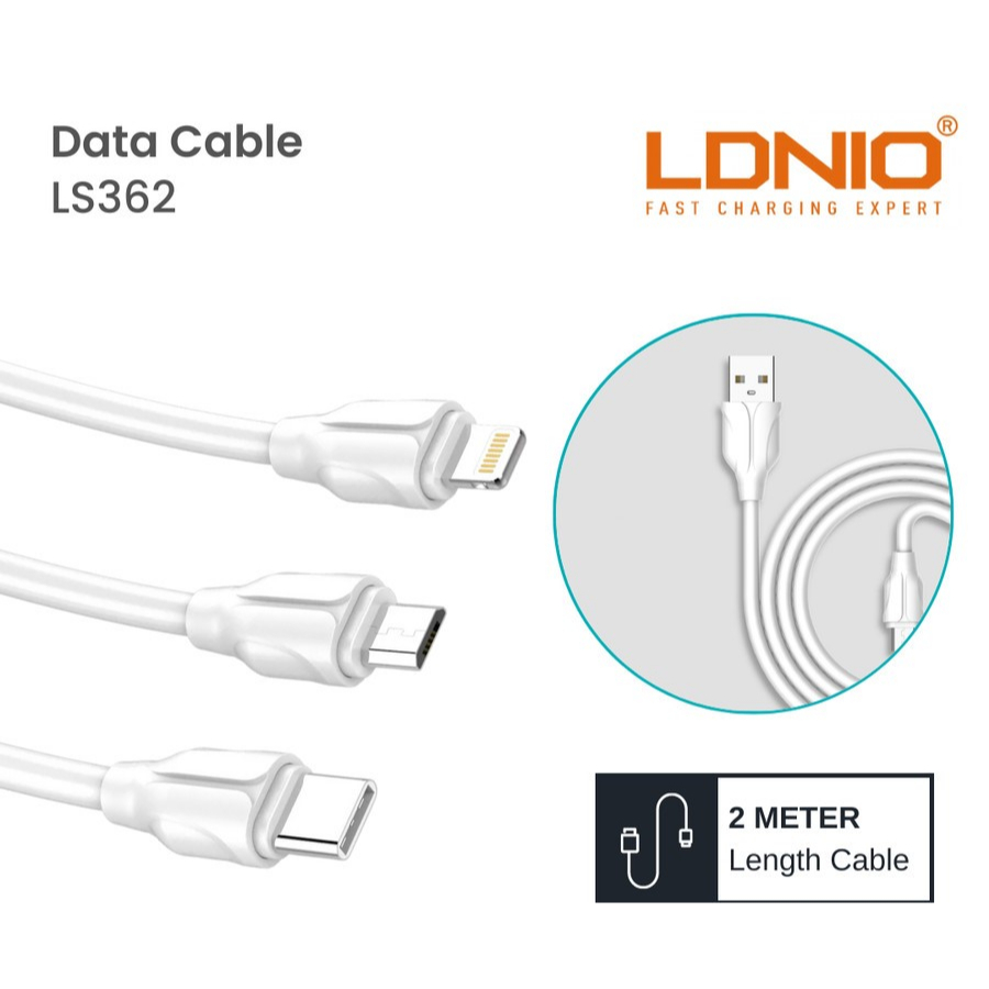 Jual KABEL DATA LDNIO DATA CABLE TYPE-C LIGHTNING IPHONE MICRO USB 2.4A ORIGINAL | Shopee Indonesia