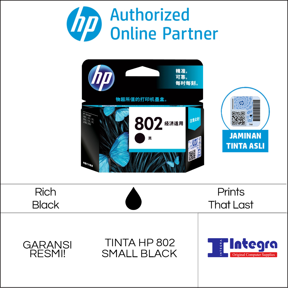 Jual Tinta HP 802 Black / Hitam Original Cartridge - CH561ZZ - Tinta ...