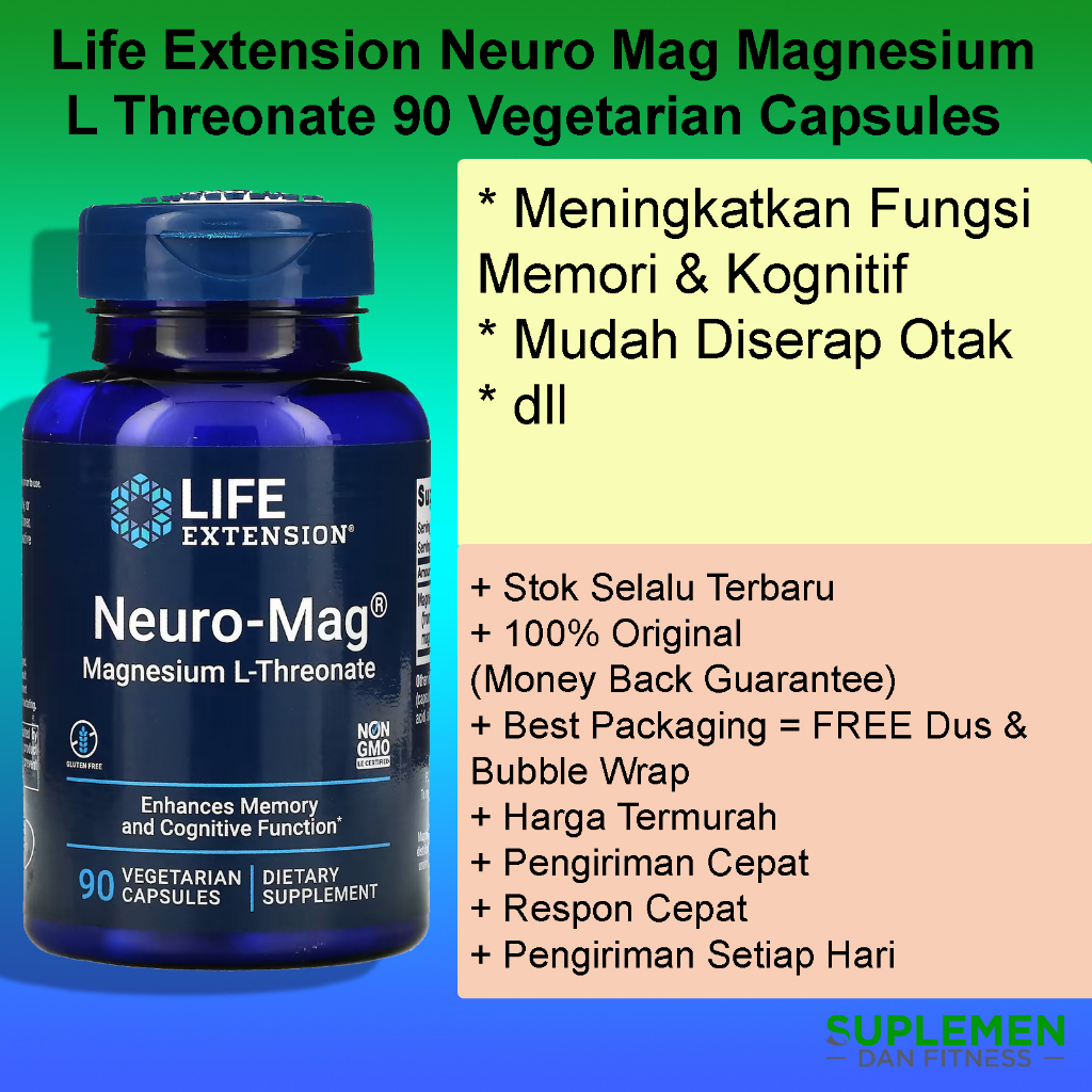 Jual Life Extension Neuro Mag Magnesium L Threonate 90 Vegetarian ...