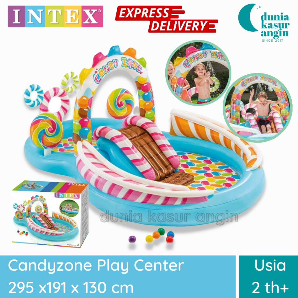 Jual DuniaKasurAngin - Kolam Perosotan Intex 57149 Candy Zone Play Center Kolam Renang Karet ...