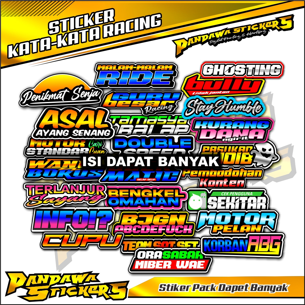 Jual STIKER PACK KATA KATA RACING / STIKER RACING TERBARU / STIKER ...