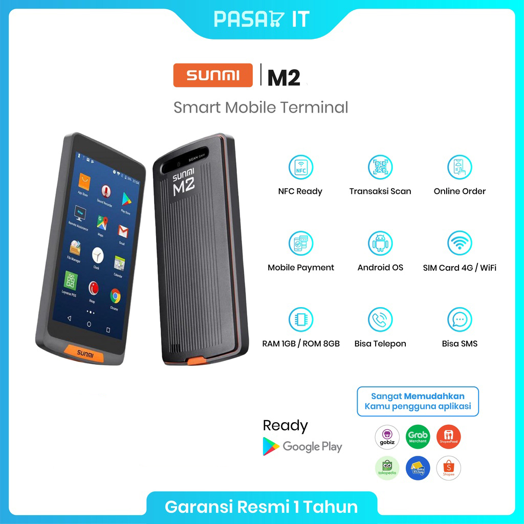 Jual Mesin Kasir Android Portable Serbaguna SUNMI M2 1/8GB 4G + WIFI ...