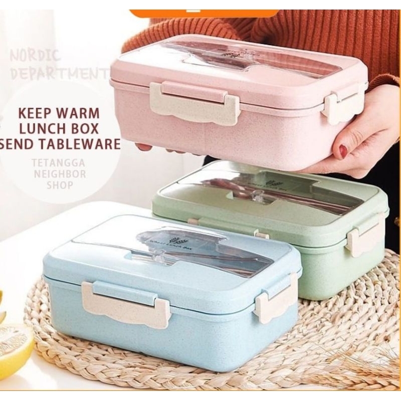 Jual Lunch Box Set / Kotak Bekal Makan Jerami Gandum / Kotak Makan 1000ml | Shopee Indonesia