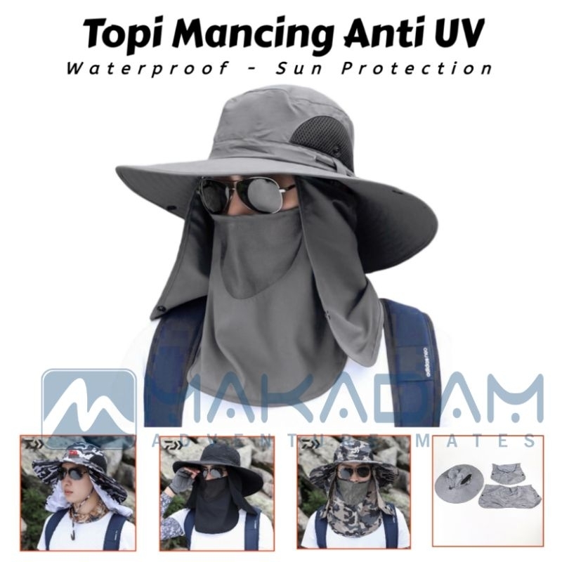 Jual bucket hat topi pancing mancing topi rimba anti panas sinar uv ...