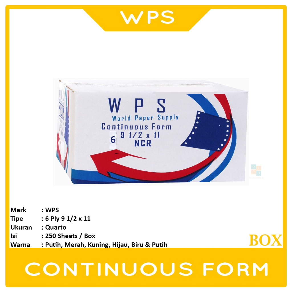 Jual WPS Continous Form 6 Ply 9 1/2 x 11 ( Quarto ) NCR - Box | Shopee ...