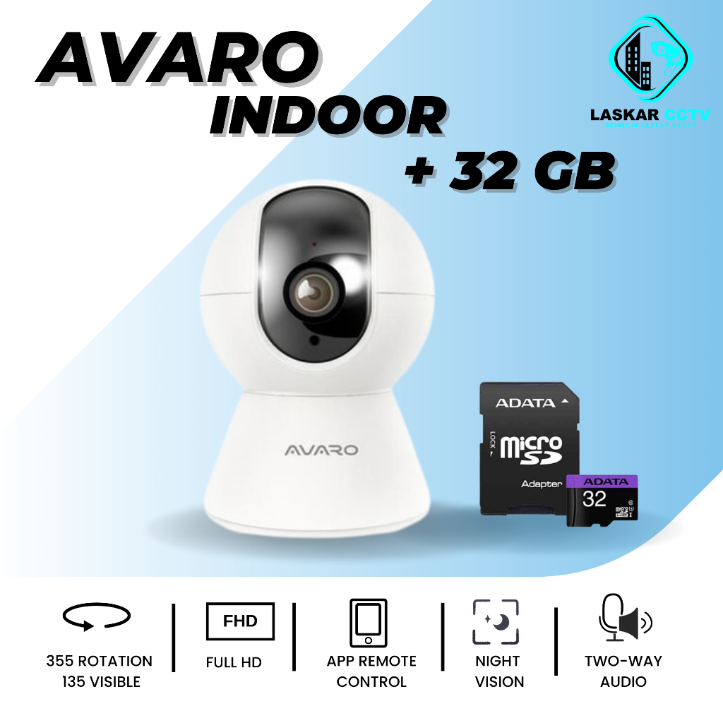 Jual AVARO Smart CCTV WIFI IP Camera CCTV Indoor 2MP PTZ LAN | CCTV Avaro Include Memory ...