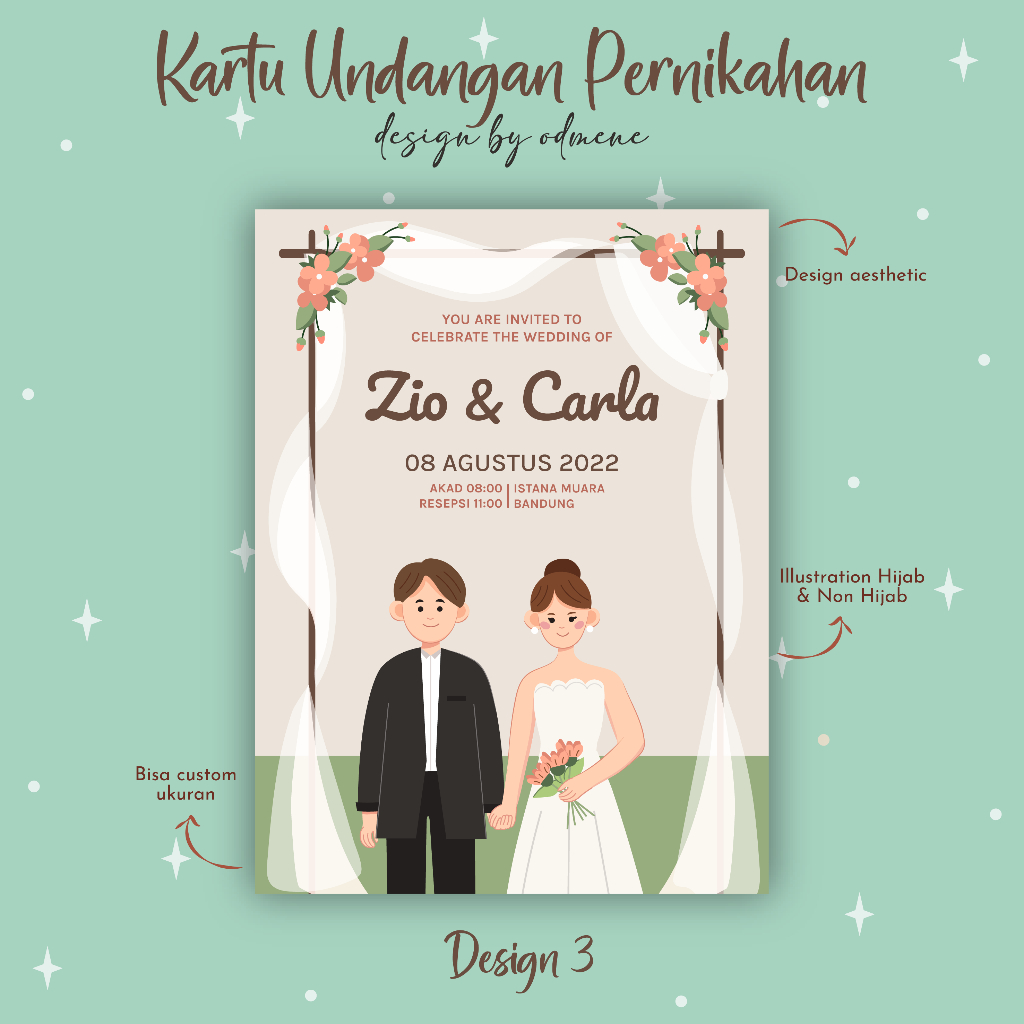 Jual Kartu Stiker Undangan Pernikahan / Wedding Invitation Card Sticker ...