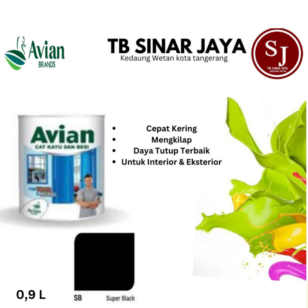 Jual Cat Kayu Dan Besi Avian 1kg / Cat Minyak Sintetis - SB Super Black ...
