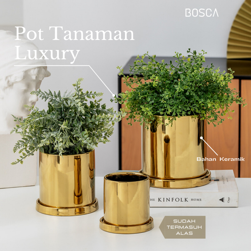 Jual Bosca Living - Pot Bunga Tanaman Dengan Alas Gold Rose Gold Murah ...