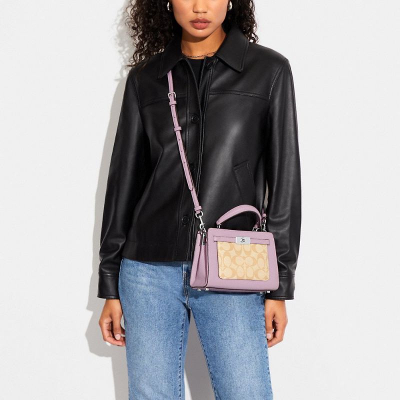 Jual Coach mini lane khaki ice purple | Shopee Indonesia