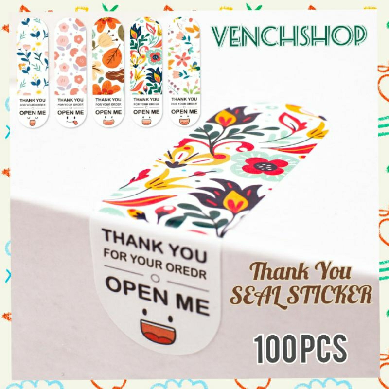 Jual 100 Pcs Sticker Segel Kemasan Thank You Open Me | Shopee Indonesia
