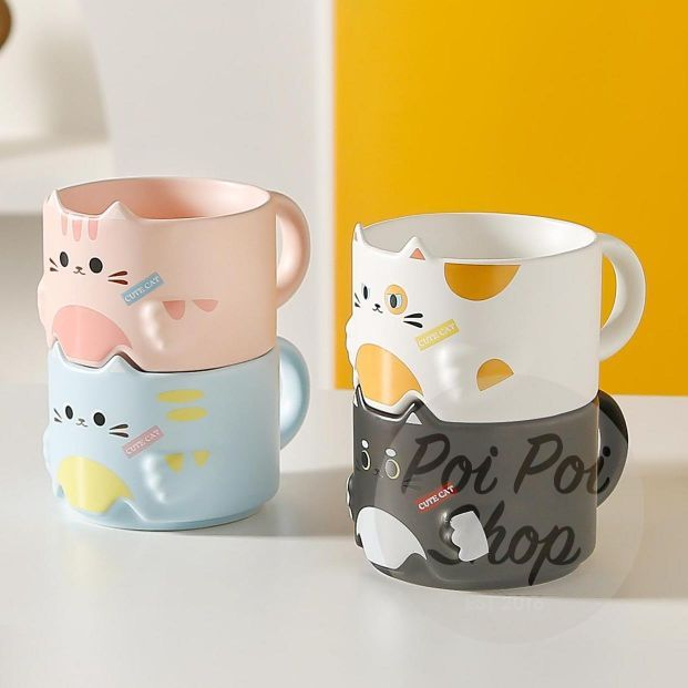 Jual Cangkir Gelas Keramik Cat Kucing Kawaii Cup Ceramic Mug Susun High ...