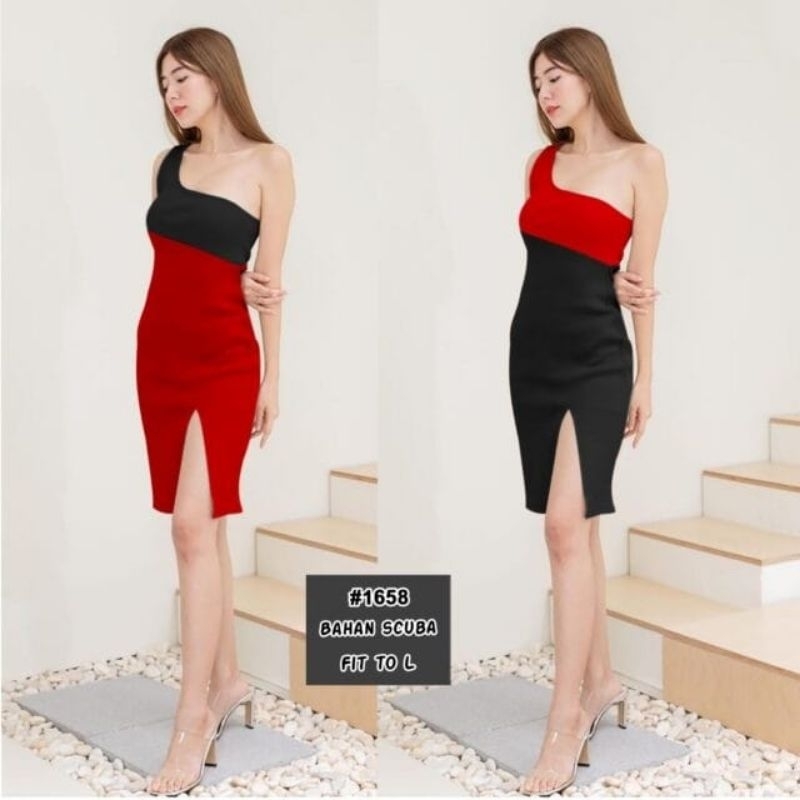 Jual 1658- DRESS TARZAN SCUBA KOMBINASI WARNA | SEXY DRESS | Shopee ...