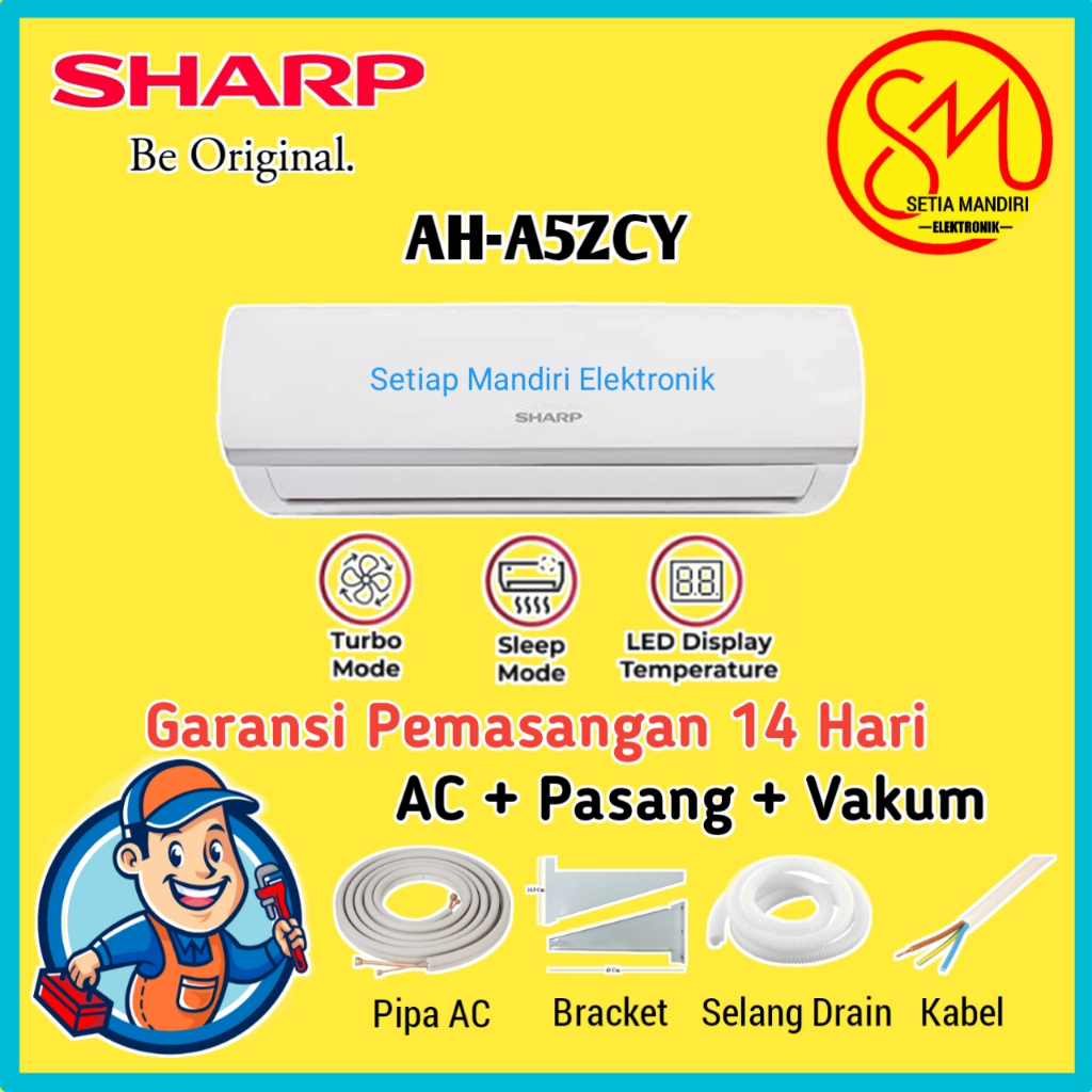 Jual AC Sharp AH-A5ZCY + Pasang AC Split 1/2 PK Standard | Shopee Indonesia